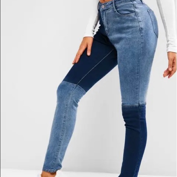 Zara | Jeans | Zara Two Tone Denim Patchwork Jeans | Poshmark